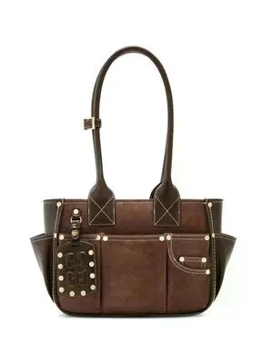 GANNI Stud Embellished Shoulder Bag - Brown