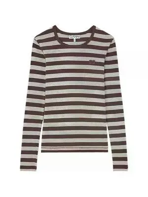 GANNI Striped Long-sleeve T-shirt - Brown