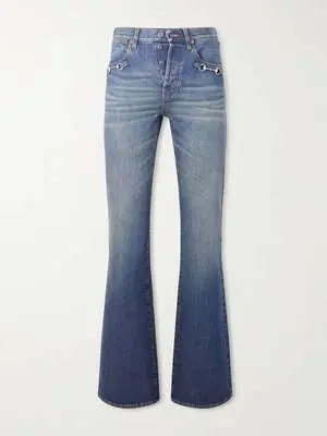 Gucci Flared Horsebit-embellished Jeans - Blue