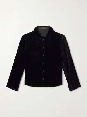 Gucci Slim-fit Logo-devoré Velvet Shirt - Black