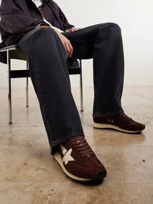 GOLDEN GOOSE Marathon Suede And Leather-trimmed Sneakers - Brown