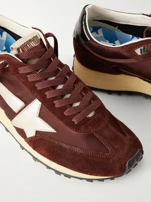 GOLDEN GOOSE Marathon Suede And Leather-trimmed Sneakers - Brown