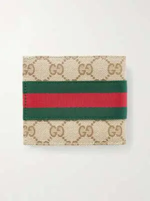 Gucci Webbing-trimmed Monogrammed Canvas Bi-fold Wallet