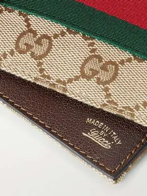 Gucci Webbing-trimmed Monogrammed Canvas Bi-fold Wallet