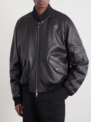 Dolce & Gabbana Padded Full-grain Leather Bomber Jacket