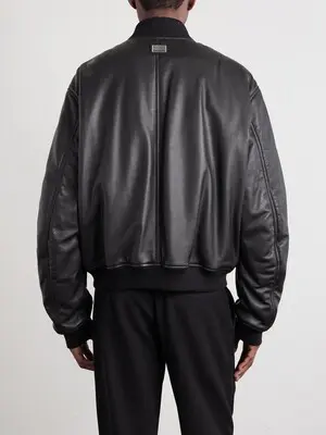 Dolce & Gabbana Padded Full-grain Leather Bomber Jacket