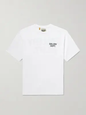 GALLERY DEPT. Dusty Glittered Logo-print Cotton-jersey T-shirt - White