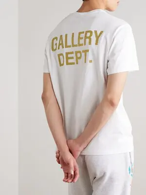 GALLERY DEPT. Dusty Glittered Logo-print Cotton-jersey T-shirt - White