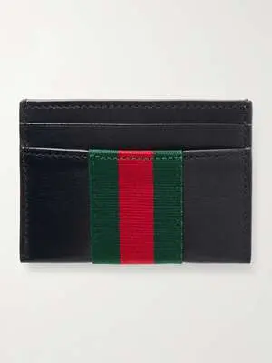 Gucci Webbing-trimmed Leather Cardholder