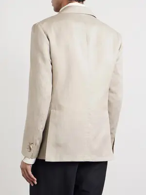 Canali Wool And Linen-blend Blazer - Neutrals