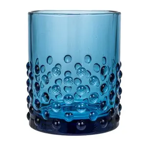 STORIED HOME Hobnail Drinking Glass - Blue
