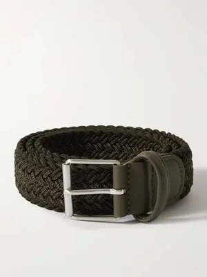 Anderson's 3.5cm Leather-trimmed Woven Belt