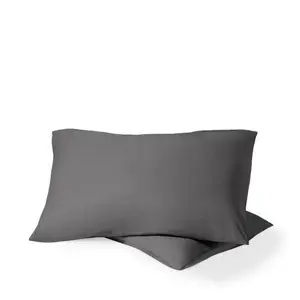 BARE HOME 100% Organic Cotton Percale Cooling Pillowcase Set - Grey