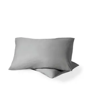 BARE HOME 100% Organic Cotton Percale Cooling Pillowcase Set - Light Grey