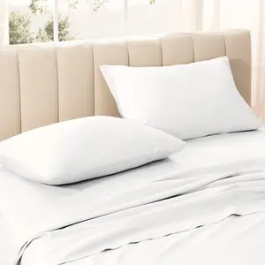 BARE HOME 400 Thread Count Organic Cotton Sateen Pillowcase Set - White