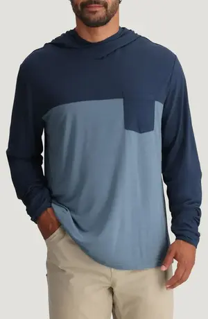 FREE FLY Hybrid Performance Hoodie - True Navy/blue Fog