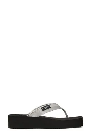 Kate Spade New York Sam Icon Platform Wedge Flip Flop - Silver