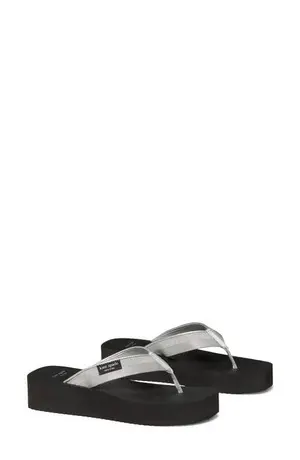 Kate Spade New York Sam Icon Platform Wedge Flip Flop - Silver