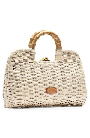 FRANCES VALENTINE Buzzy Woven Wicker Top Handle Bag
