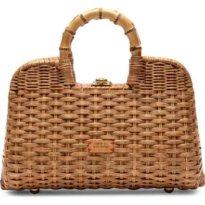FRANCES VALENTINE Buzzy Woven Wicker Top Handle Bag