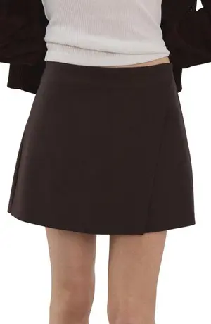 Mango Woven Skort With Asymmetrical Detail - Chocolate