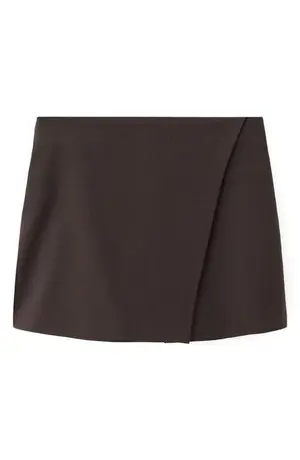 Mango Woven Skort With Asymmetrical Detail - Chocolate