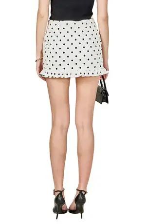 Endless Rose Polka Dot Ruffle Miniskirt - White/black