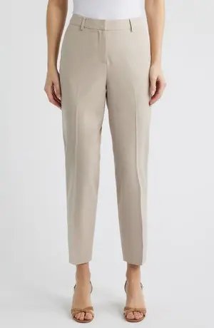 TAHARI ASL Classic Slim-fit Pants - Sand