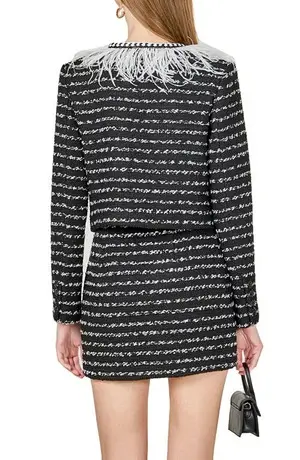 Endless Rose Feather Trim Tweed Jacket