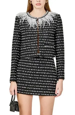 Endless Rose Feather Trim Tweed Jacket