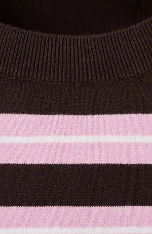 Mango Mixed Stripe Crewneck Sweater - Chocolate