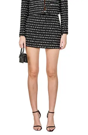 Endless Rose Stripe Tweed Miniskirt - Black