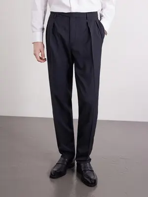 Boglioli Straight-leg Pleated Virgin Wool Trousers