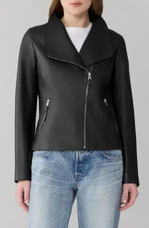 Soia & Kyo Catherine Leather Moto Jacket - Black