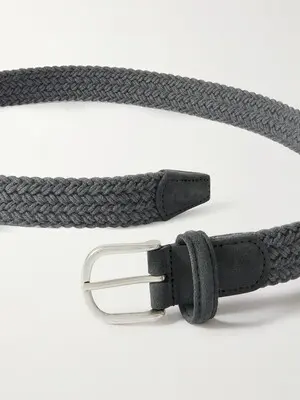 Anderson's 3cm Leather-trimmed Woven Belt