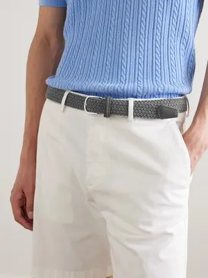 Anderson's 3cm Leather-trimmed Woven Belt