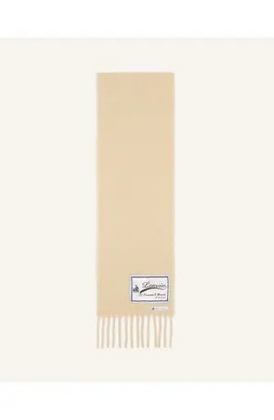 LANVIN Fringed Wool Scarf With 22 Faubourg Label - Cream