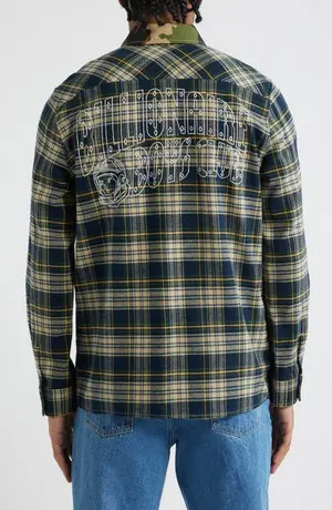 BILLIONAIRE BOYS CLUB Bb Wanderlust Plaid & Camo Cotton Button-up Shirt