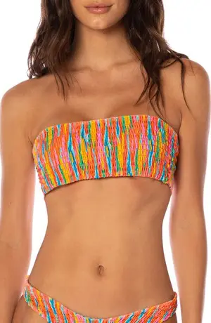 MAAJI Mystic Ikat Artemis Multifit Reversible Bikini Top - Light Pastel Red Multi