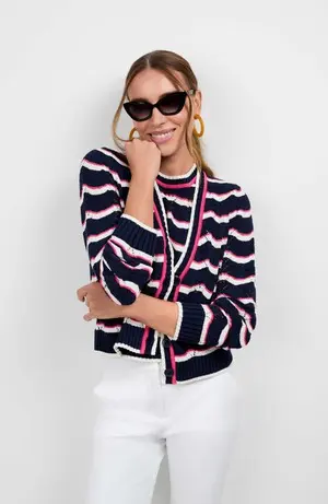 Trina Turk Alessia Wavy Striped Cardigan