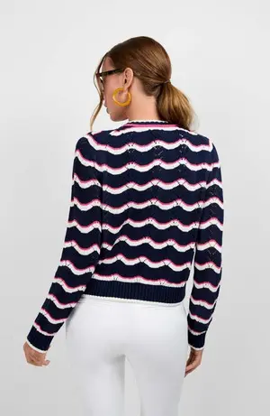 Trina Turk Alessia Wavy Striped Cardigan