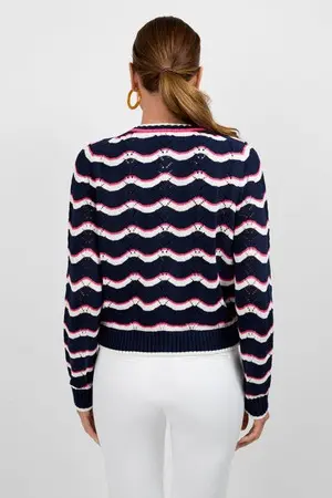 Trina Turk Alessia Wavy Striped Cardigan