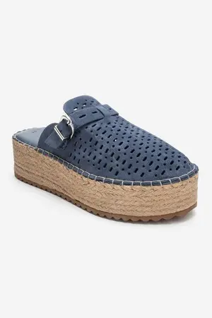 FOREVER & ALWAYS SHOES Louis Leather Platform Sandals - Denim Blue
