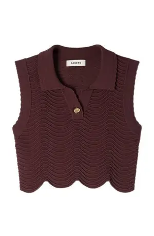 Sandro Cropped Decorative Knit Top