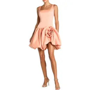 Mac Duggal Sleeveless Satin Mini Dress - Peach
