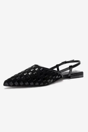 PROLOGUE SHOES Chanda Woven Pointed Toe Sandal - Black