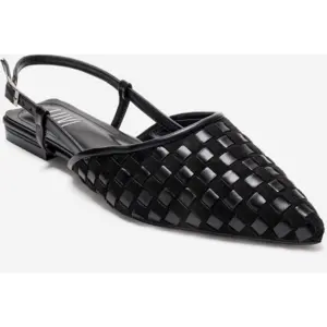 PROLOGUE SHOES Chanda Woven Pointed Toe Sandal - Black
