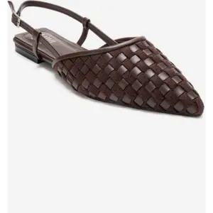 PROLOGUE SHOES Chanda Woven Pointed Toe Sandal Brown