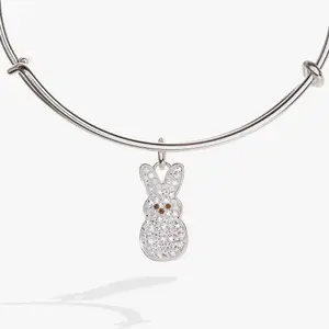 ALEX AND ANI Peeps® Pave Crystal Bunny Charm Bangle Bracelet - Silver