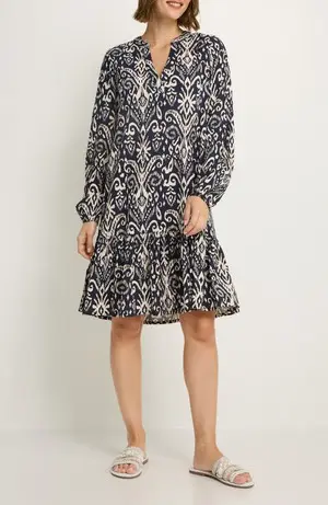 LASCANA Printed Tunic Dress - Navy Beige